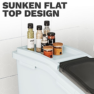 DWVO Large Ingredient Storage Bins, 11.4-Gallon Flour Rice Food storage Containers Bins with Wheels, Scoop and Airtight Lid for Dry Food, Flour, Cereal Grain, Sugar, Gray