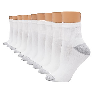Hanes Womens Value, Ankle Soft Moisture-wicking Socks, Available In 10 And 14-packs Athletic-socks, White - 10 Pack, 5-9 US