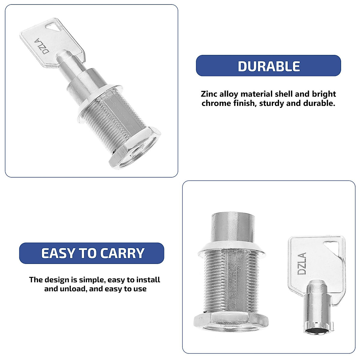 TEHAUX Vending Machine Lock Key, Tubular Cam Lock Soda Machine Lock Key Set Universal Snack Machine Lock Zinc Alloy Cam Lock with Key for Vending Machine Metal Tool Box (Random Style)