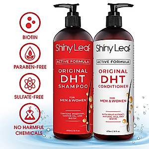 DHT Blocker Shampoo and Conditioner for Hair Loss with Biotin for Men, Women, Anti-Hair Loss Treatment for Thinning Hair, for Hair Growth and Regrowth (Shampoo+Conditioner+enHAIRgy Bundle)