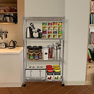 4-Tier Heavy Duty Storage Shelving Unit 1000Lb Capacity,Chrome,35.43" D x 17.72"W x 61.02" H inch