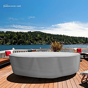 Patio Extra Large Waterproof Round Oval Table & Chair Cover - Outdoor Patio Table Chair Combo Washable - Heavy Duty Furniture 124x88x30 Inch Combo Cover