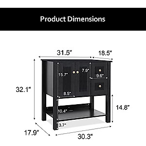 eclife 32" Bathroom Vanity Sink Combo Black Cabinet Vanity Brown Round Tempered Glass Vessel Sink & 1.5 GPM Water Save Faucet & Solid Brass Pop Up Drain (A09 V004)