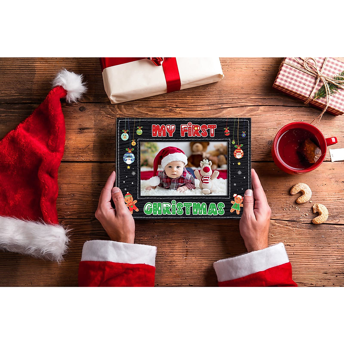 WaaHome Baby's First Christmas Picture Frame 2024 My First Christmas Photo Frame, Newborn Baby Girl Boy 1st Christmas Picture Frame Gifts for New Parents Mom Dad Baby Shower