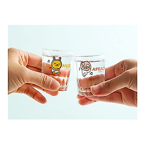 Kakao Ryan Dance SOJU glass 소주 소주잔 Korean Soju Alcohol shot glasses Glassware set of 4 Apeach Neo Muzi