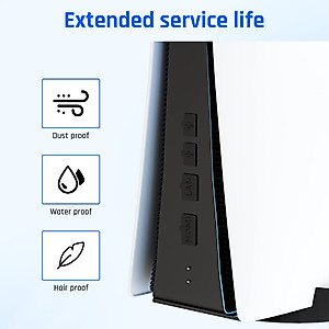 RHOTALL Dust Plugs Kit for PS5 Console, USB HDMI AC LAN Port Dust Protector, Silicone Dustproof Plug Accessories for PS5 with 7 Dust Plugs, 2 Brushes, 1 Rag and 1 Accessories Storage Bag - Black