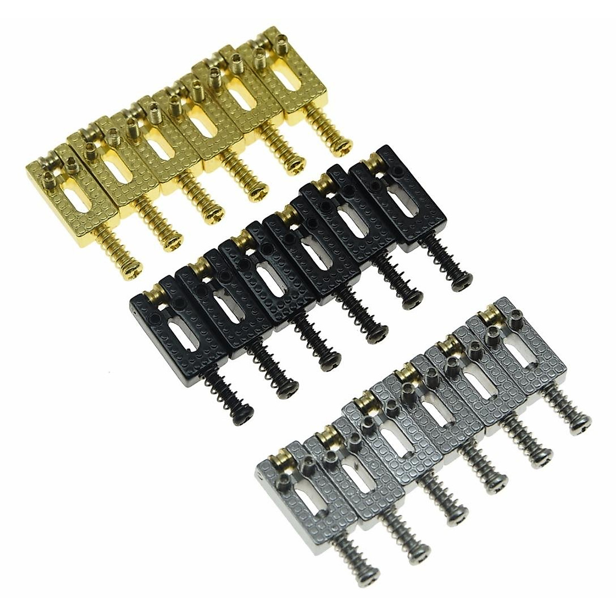 KAISH Pack of 6 Modern Electric Guitar Tremolo Bridge Roller Saddles for Strat or Tele Guitars Black