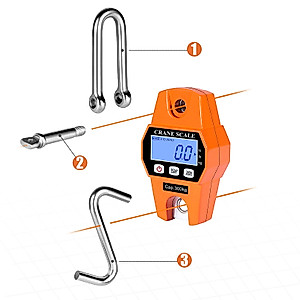 660 LB Hanging Scale/Digital Hanging Scale, Crane Scale 300 KG, Hard Cast Aluminum Housing HD LED Display, Suitable for Fishing, Weigh Luggage, Private Farm, Hunting, (Battery Included)