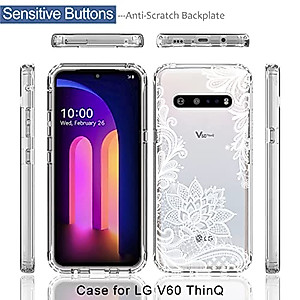 Tothedu Phone Case for LG V60 ThinQ 5G Case/LG V60/LM-V600 Case with Tempered-Glass Screen Protector, Cute Clear Mandala Pattern Full Body Protective Cover Cases for LG V60 ThinQ (Mandala)