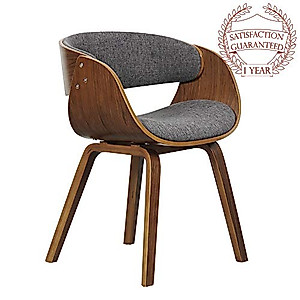 Porthos Home Charleston Side Chair with Solid Wood Construction, upholstered Linen-Like Fabric, Polished bentwood Frame, Grey