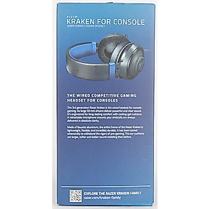 Razer Kraken for Console - Wired Console Gaming Headset (Custom-Tuned 50 mm Drivers, Cooling Gel-Infused Ear Cushions, Unidirectional Retractable Microphone, Cross-Platform) Black-Blue