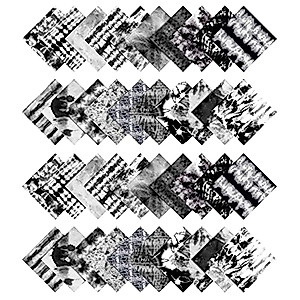 Soimoi 40Pcs Tie Dye Print Cotton Precut Fabrics for Quilting Craft Strips 2.5x42inches Jelly Roll - Black