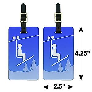 Skiing Ski Lift Symbol in Snow Luggage ID Tags Carry-On Cards - Set of 2