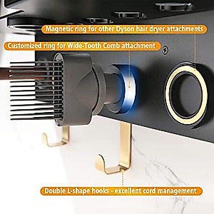 Wall Mount Holder Compatible for Dyson Hair Dryer Airwrap Hair Styler, Upgraded 2in1 Dyson Airwrap Holder Dyson Hair Dryer Holder for 5 Dyson Hair Dryer Attachments Chorten Nyima
