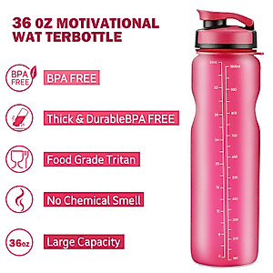 HZQDLN Sports Water Bottle, BPA Free & Frosted Tritan Plastic, 36oz Water Bottle with Leak Proof Flip Top Lid, Apply to The Gym, Yoga, Running, Outdoors, Cycling, and Camping…
