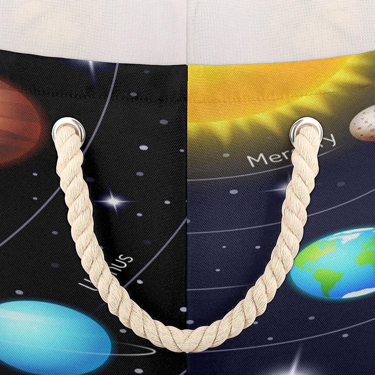 AUUXVA Universe Space Solar System Planets Round Storage Basket with Handles, Large Collapsible Toy Storage Baskets Bins Boxes Organizer Laundry Hamper for Nursery, Bedroom, Closet