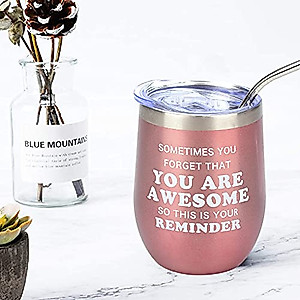 Sqeffort Valentine's Day Gifts for Women, Tumbler Christmas Birthday Gift for Wife Sister Girlfriend Friend Lover, Socks, Bottle Opener Stopper, Loofah Sponge, Greeting Card (Rose Gold)