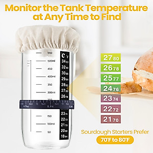 Maxcheck 4 Sets Sourdough Starter Jar Sourdough Starter Kit with Thermometer Scraper, Cloth Cover and Metal Lid 24 oz Wide Mouth Sour Dough Jar Container for Bread Baking Supplies(4 Sets)