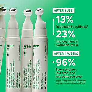 innisfree Green Tea Caffeine Bright-Eye Serum with Niacinamide, Cooling Korean Eye Roll On Serum, Hydrating Eye Cream (Packaging May Vary)