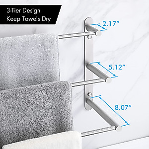 KES Bath Towel Bar 30 Inch 3-Tier Bathroom Towel Rack Wall Mount SUS304 Stainless Steel Brushed Finish, BTH202S75-2