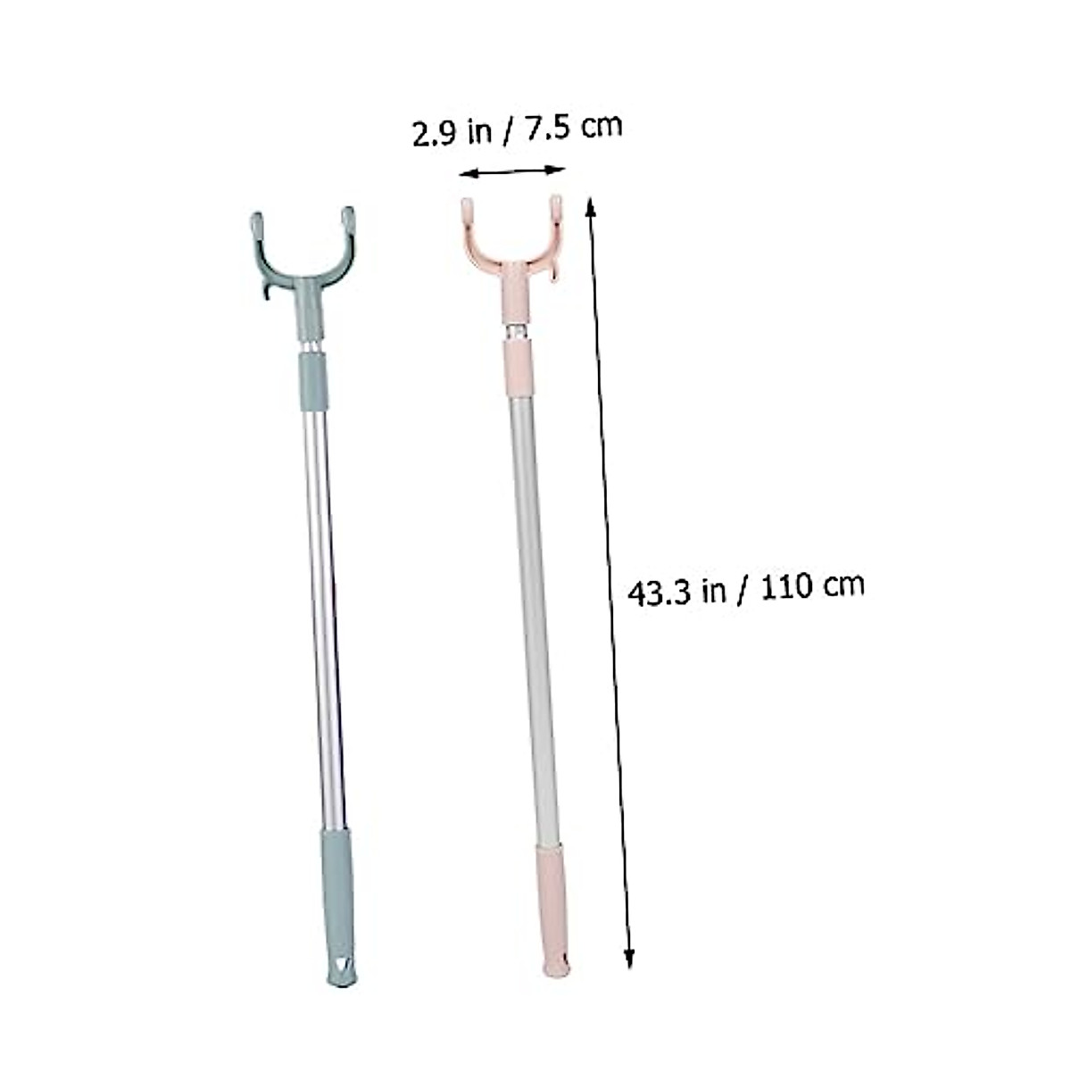 GARVALON 2pcs Clothesline Clothes Drying Clothes Reaching Rods Coat Hooks Heavy Duty Metal Hangers Clothing Racks for Home Reach Pole Telescoping Reach Sticks Adjustable Clothesline Rod Pp