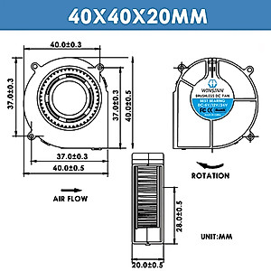 WINSINN 40mm Blower Fan 24V, 3D Printer Micro 24 Volt Fans Blower 4020 Dual Ball Bearing, 40mmx20mm 2PIN (Pack of 4Pcs)
