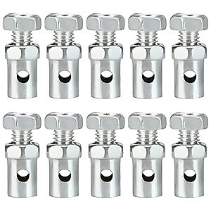YOXUFA 1/8" Universal Throttle Brake Cable End Stop Lock Clamps for Go Kart Bicycle Motorcycle Scooter Motorized Bike lawn mower 10 Pack Silver Parts