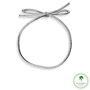 WGH Metallic Stretch Loops with Pre-Tied Bows, Elastic Cord Ribbon, Gift Box Bows, Elastic Ribbon String for Gifts, Box, Craft, Bags - Pack 50 Units (6", Silver)