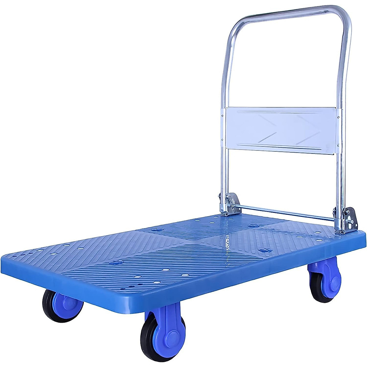 Platform Truck Flatbed Cart Metal Platform Truck with 4 Wheels Moving Dolly Cart Load 330lb /660lb Folding Push Cart Light Flatbed Cart Reliable