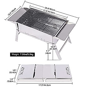 REDCAMP Foldable Charcoal Grill Barbecue, Portable Small Stainless Steel BBQ Grill Camping Grill for Outdoor Picnic Camping Cooking