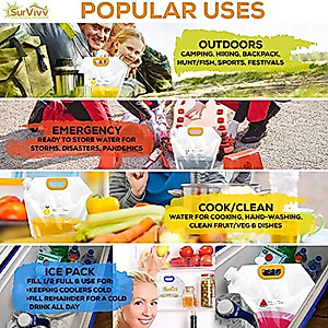 Water Storage Bag Foldable Container Handle Carrier Jugs Storing Wash Station Tank BPA Free Transparent Cube Emergency Survivals Freezer Cateen 1.3/2.6 Gallons