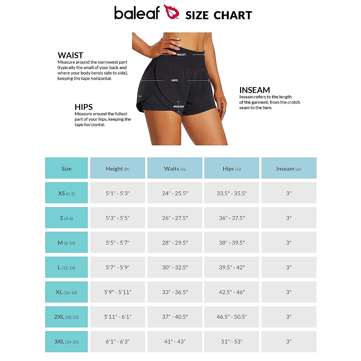 BALEAF Women's Workout Running Shorts 2 in 1 Spandex High Waisted 3" Athletic Shorts with Liner Pockets Black XS