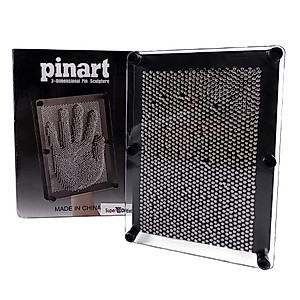 Super Z Outlet Classic 3-Dimensional Pin Art Board Metal Silver Toy for Sculptures, Children & Adults Learning Gift