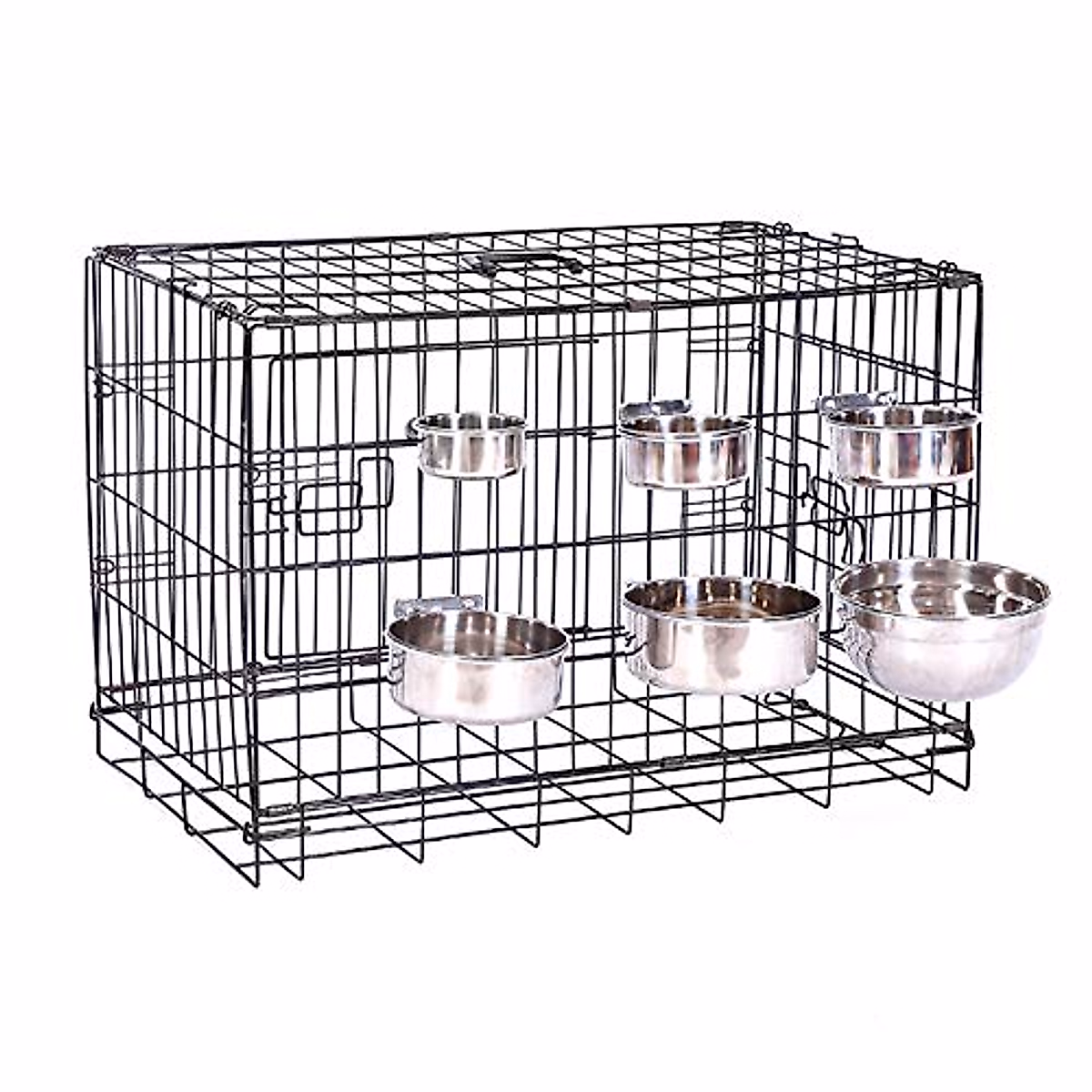 Stainless Steel Hanging Pet Bowls, Dog Crate Food and Water Bowl Metal Coop Cups with Clamp Holder, Detached Dog Cat Cage Kennel Bowl Feeder Dish for Dogs Cats Birds Ferret Rabbit and Small Animals