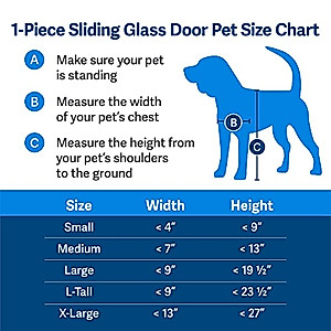 PetSafe 1-Piece Sliding Glass Pet Door for Dogs & Cats - Adjustable Height 75 7/8" to 80 11/16"- Large, White, No-Cut Install, Aluminum Patio Panel Insert, Great for Renters or Seasonal Installation