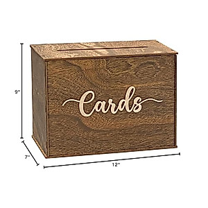 Cregugua Rustic Wooden Card box 12x9x7 Inch Gift Card Box for Wedding Birthday Baby Shower Graduation Party