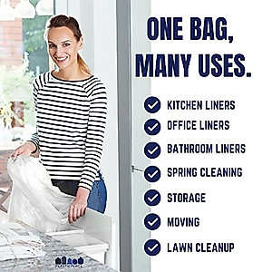 Plasticplace 13 Gallon Trash Bags │ 1.2 Mil │ White Extra-Large Drawstring Garbage Can Liners │ 24" x 31" (50 Case)