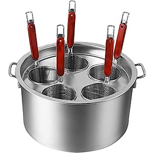 ANSNAL Stainless Steel Pasta Cooker Insert Set, Commercial Stock Pot with Pasta Pot and Insert Strainer Steamer Basket for Home Kitchen Restaurant Cookware, 4 Holes