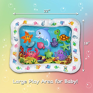 Inflatable Tummy Time Toys- Premium Tummy Time Water Mat Activity Center for Baby Infant Toys and Toddlers, Promotes Visual Stimulation, Movement and Motor Skills. Perfect Smile and Fun Time