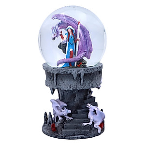 Nemesis Now Anne Stokes Dragon Mage Snowglobe Shaker, Polyresin, Purple, 18.5cm