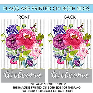 Toland Home Garden 1012531 Painted Petals Welcome Spring Flag 28x40 Inch Double Sided Spring Garden Flag for Outdoor House Flower Flag Yard Decoration