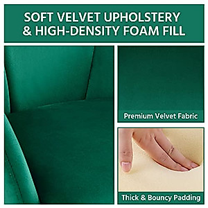 Yaheetech Velvet Dining Chair, Flower Shaped Armchair with Golden Legs, Upholstered Side Chair for Kitchen Dining Room Living Room, Set of 2, Green