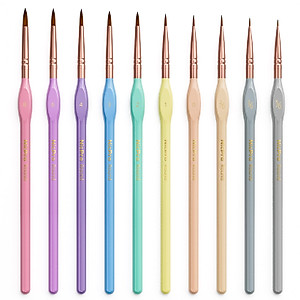 Nicpro 10PCS Micro Fine Detail Paint Brush Set, Macaron Pastel Small Miniature Fine Tip Detail Brushes Kit for Acrylic Oil Watercolor, Craft, Models, Miniatures, Rock Painting, Paint by Numbers