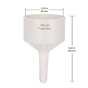 FunChem Porcelain Buchner Funnel, 100 mm Porcelain Buchner Filter Funnel O.D. 10 cm I.D. 9.2 cm Lab Funnels