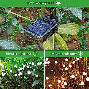 Anerbili Solar Firefly Lights,New Upgraded 8 LED Solar Garden Lights Swaying Light, Sway by Wind,Solar Outdoor Lights Waterproof Yard Patio Pathway Decoration,Warm White (4 Pack)