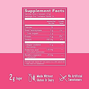 Vital Proteins Beauty Collagen Peptides Powder Supplement for Women, 120mg of Hyaluronic Acid - 15g of Collagen Per Serving - Enhance Skin Elasticity and Hydration - Tropical Hibiscus - 9.6oz Canister