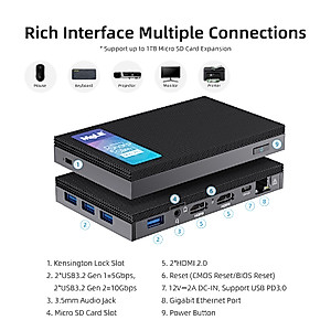 MeLE Quieter3Q Fanless Mini PC Windows 11 Pro 8GB DDR4 256GB ROM Tiny Desktop PC Celeron N5105(up to 2.9GHz) Micro Computer Dual HDMI 4K@60, VESA Mount, Gigabit Ethernet 2.4G&5G WiFi Office PC