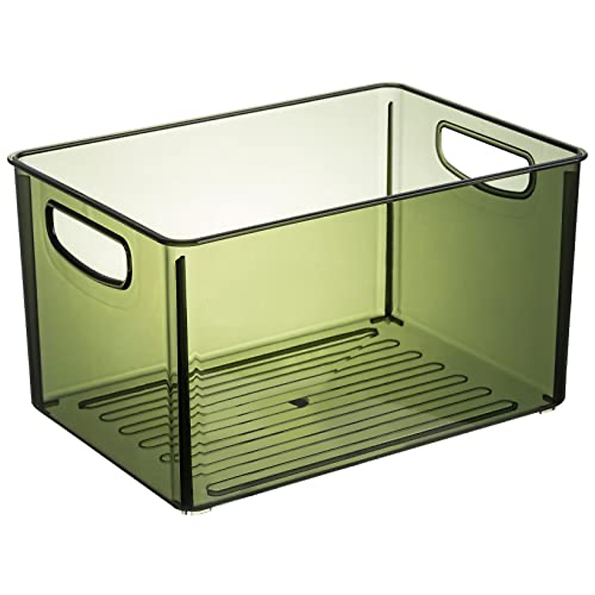 Elysolpluv Acrylic Storage Box 3 Pieces (Large, Medium And Small), Grocery Storage Box With Handle, Suitable For Refrigerator, Kitchen And Countertop Storage. (Green)