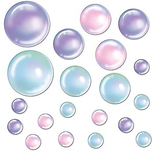 Beistle 20 Piece Durable Printed Paper Under The Sea Ocean Theme Bubble Cut Outs for Nautical Mermaid Decorations Birthday Party Supplies, Assorted Sizes, Pink/Blue/Purple