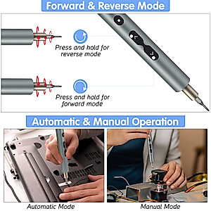Precision Screwdriver Set, 28 in 1 Small Cordless Electronic Rechargeable Torque Power Drill Kit, Portable Automatic Mini Pen Screwdriver w/ 24 Bits Light for Computer Phone Laptop RC Car Toy Repair